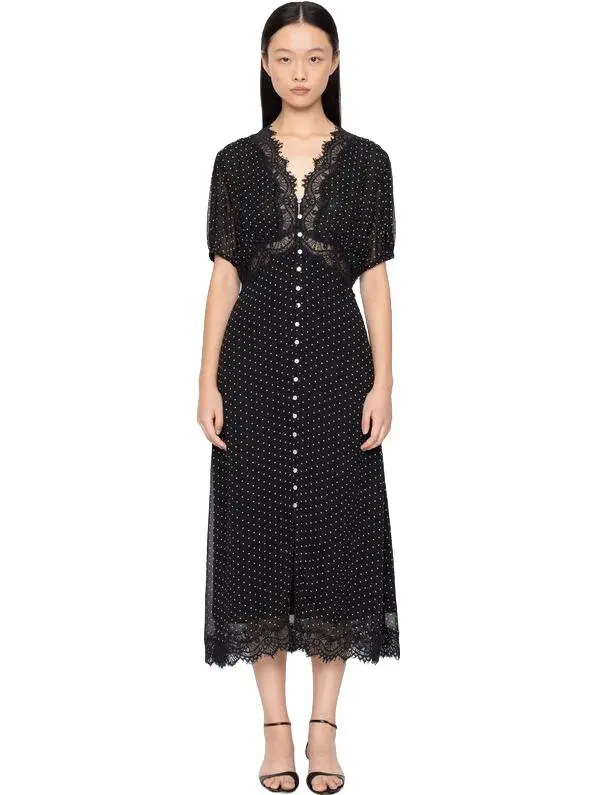 Sea Melody Polka Dot Dress - Black