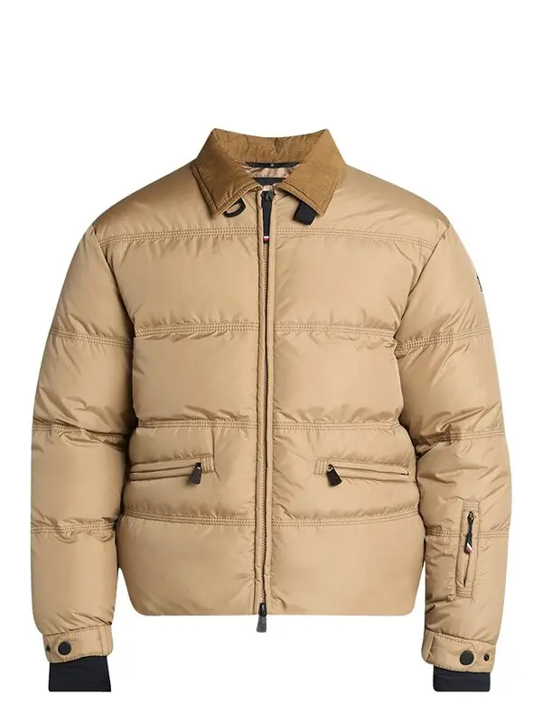 Moncler Yunnan Corduroy-collar Nylon Puffer Jacket - Medium Beige