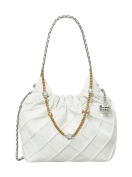 Tory Burch Fleming Distressed Mini Hobo Bag - Blanc