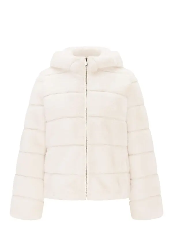 LYLA GRANT Fur-free Hooded Faux Mink Zip Jacket - White
