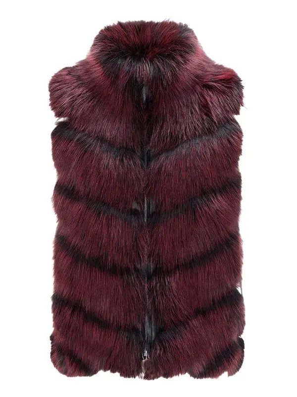 LYLA GRANT Fur-free Quilted Vest - Wine Black