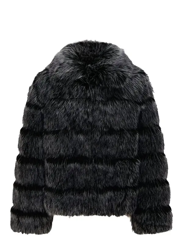 LYLA GRANT Fur-free Quilted Faux Fox Coat - Black Snow