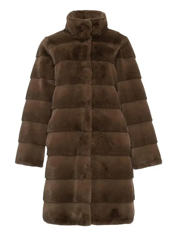 LYLA GRANT Fur-free Reversible Faux Mink Coat - Brown Blac