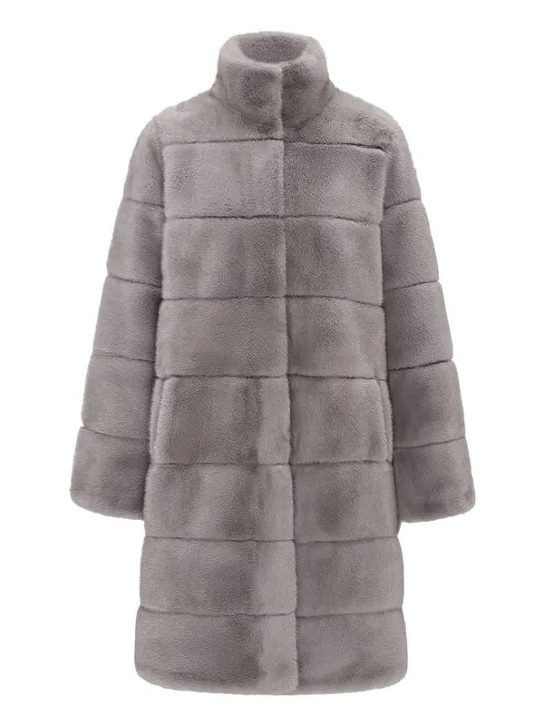 LYLA GRANT Fur-free Reversible Faux Mink Coat - Dark Gray