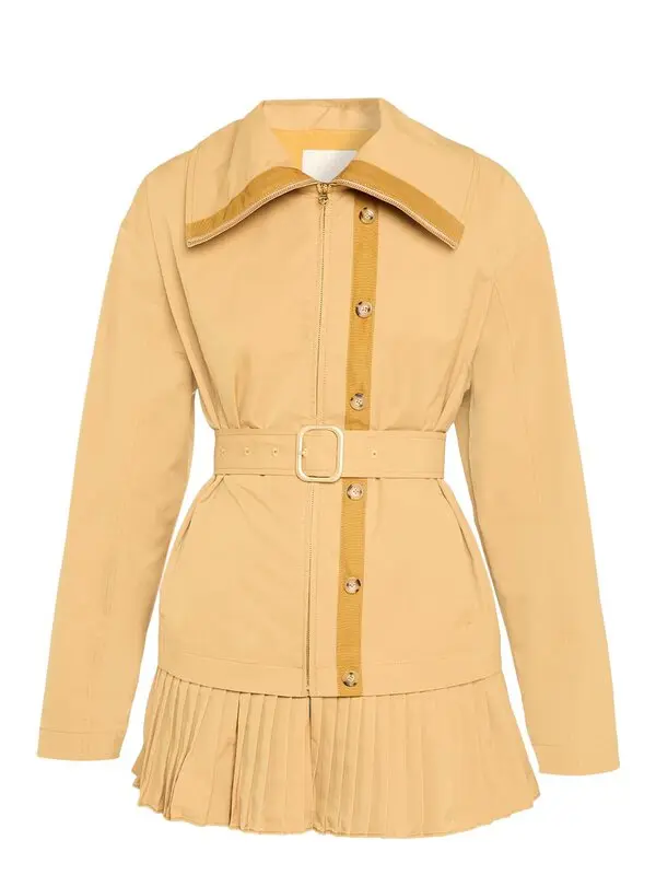 Ulla Johnson Lison Belted Jacket With Pleated Hem - Almond