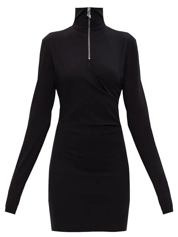 Attico Turtleneck Dress With Zipper - Black