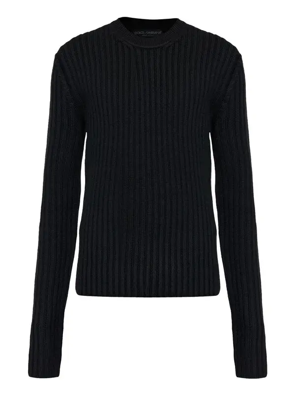 Dolce & Gabbana Wool Crew Neck Sweater - Black