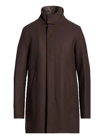 Herno Single-breasted Wool Blend Coat - Brown