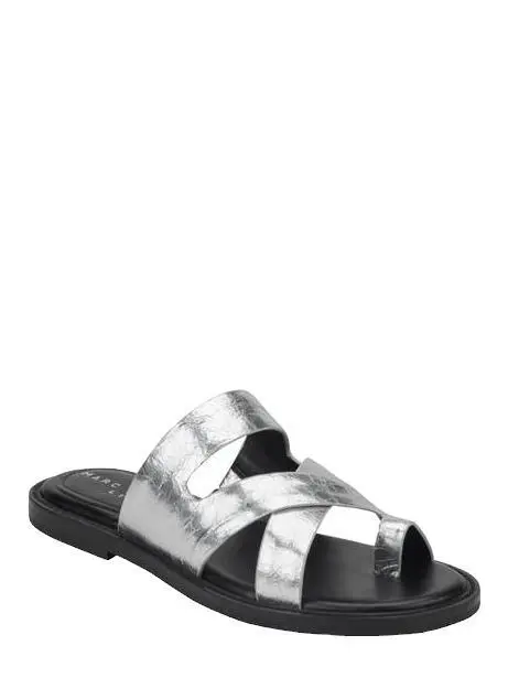 Marc Fisher Genella Criss-cross Slide Sandal - Metallic Silver