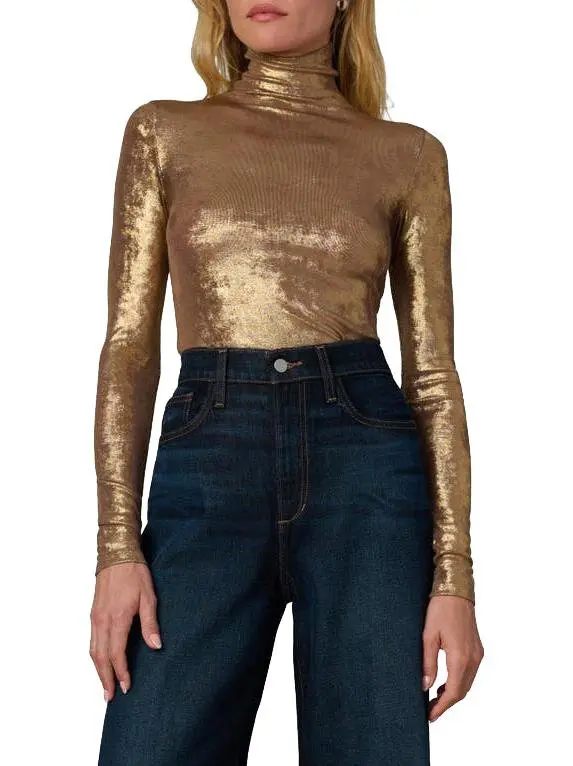 Joe's Jeans Metallic Turtleneck Top - Gold