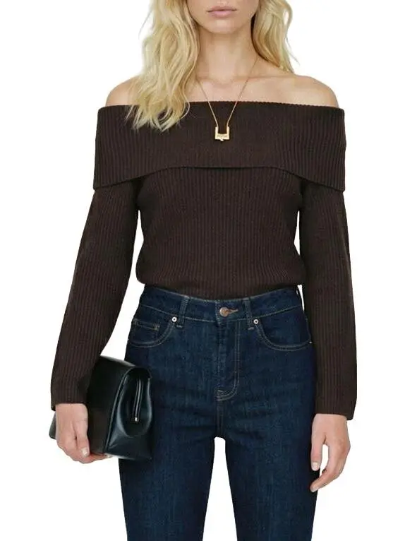 Vero Moda Aries Off-the-shoulder Sweater - Chocolate Torte