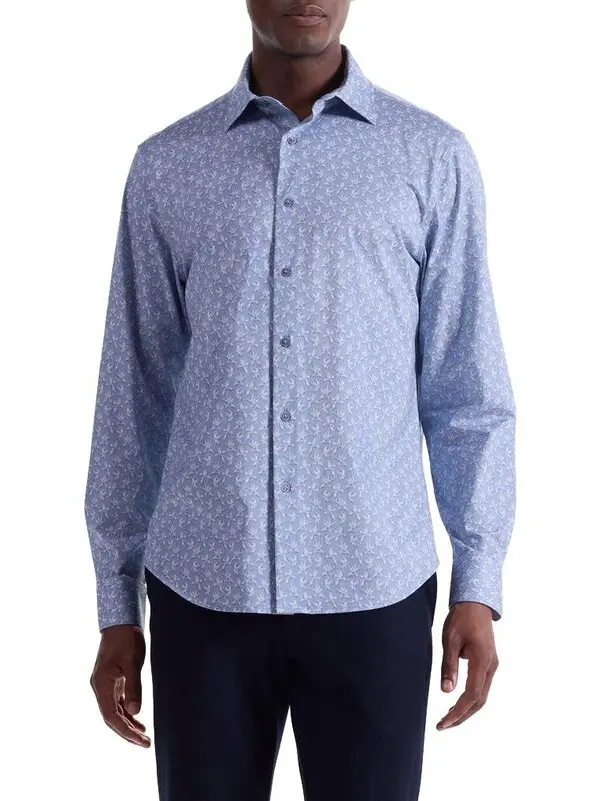 Bugatchi James Ooohcotton® Floral Button-up Shirt - Air Blue