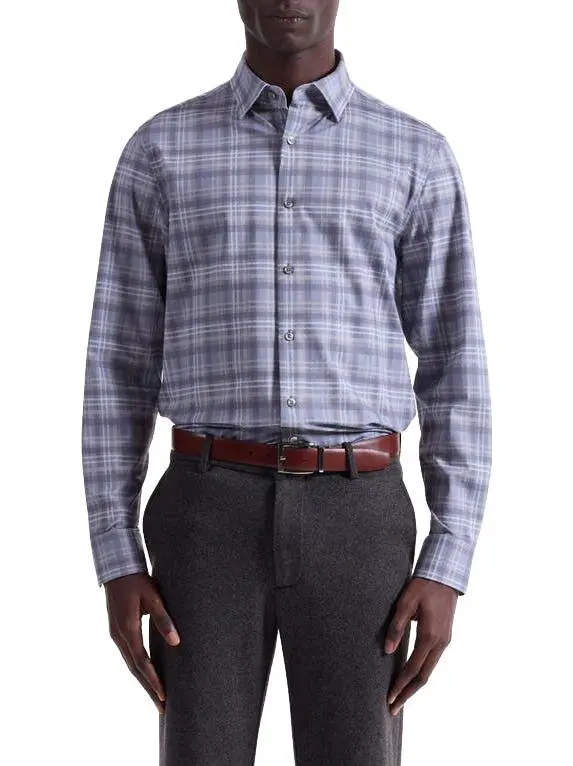 Bugatchi Jules Ooohcotton® Plaid Button-up Shirt - Cement