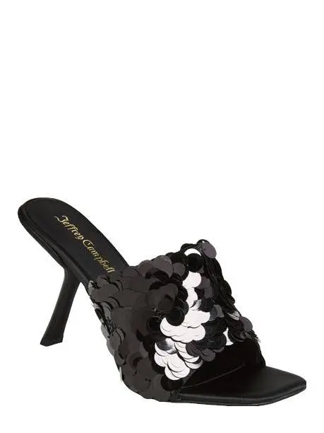 Jeffrey Campbell Bailar Sequin Sandal - Black Satin Combo