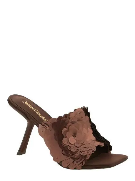 Jeffrey Campbell Bailar Sequin Sandal - Brown Satin Combo