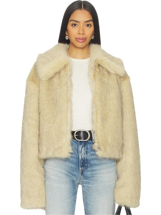 LOVERS AND FRIENDS Nina Faux Fur Jacket - Tan Natural
