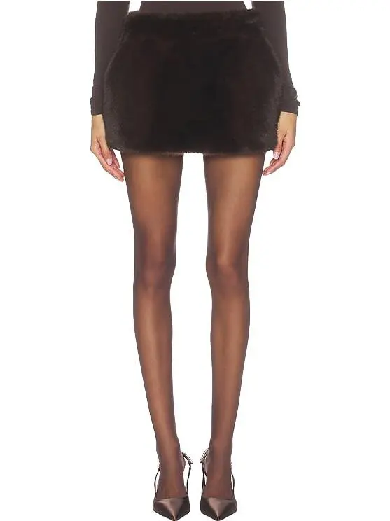 SUSANNA CHOW Sydney Faux Fur Skirt - Brown