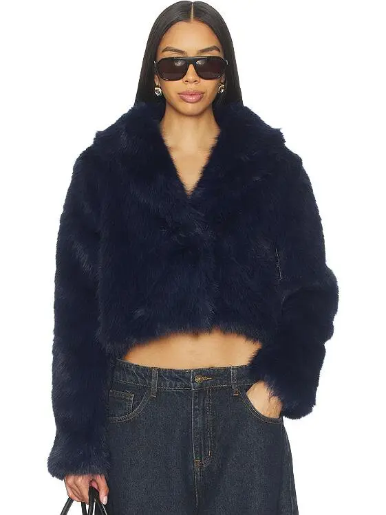 Lioness X Madame Faux Fur Jacket - Navy