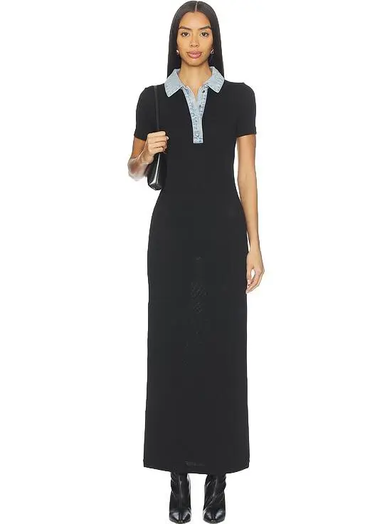 SEROYA Reye Knit Maxi Dress - Black & Coastline