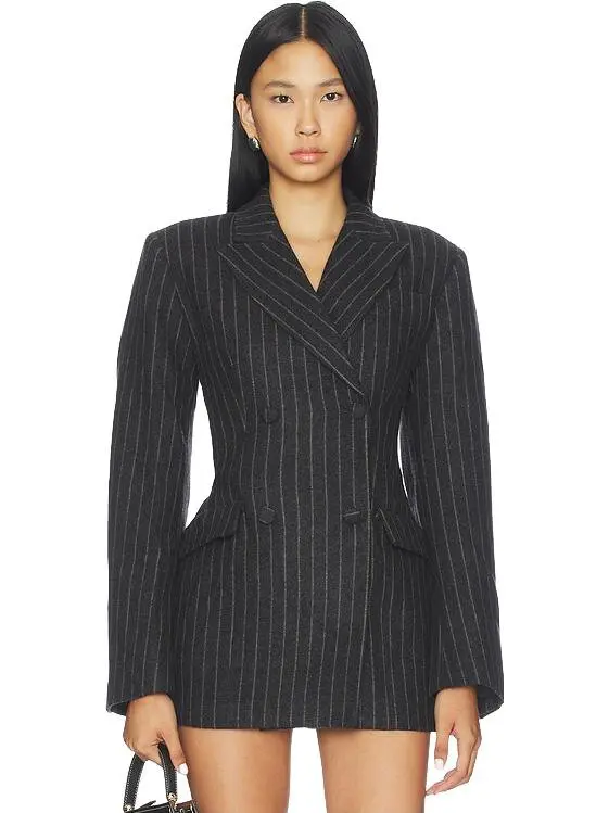 AFRM Jemima Blazer - Dark Grey Stripe