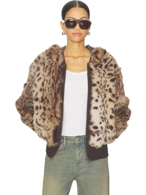 JADED LONDON Bear Faux Fur Jacket - Leopard