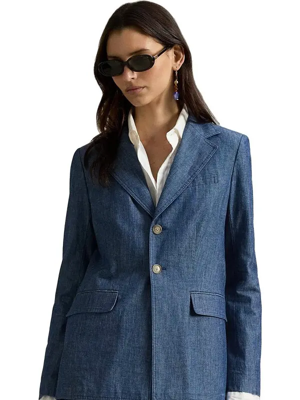 Ralph Lauren Single-breasted Chambray Blazer - Deep Chambray