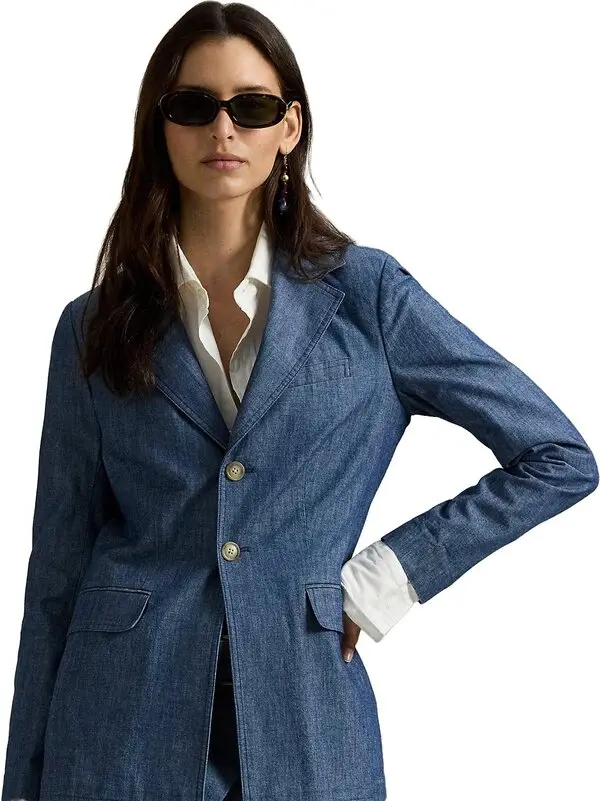 Ralph Lauren Single-breasted Chambray Blazer - Deep Chambray