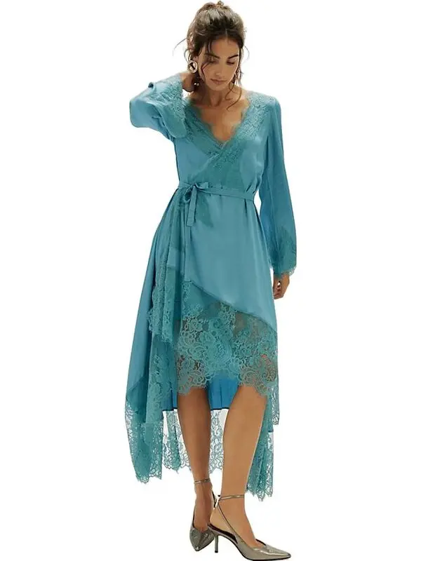 NIGEL PRESTON Soho Wrap Long Sleeve Midi Dress - Airy Blue