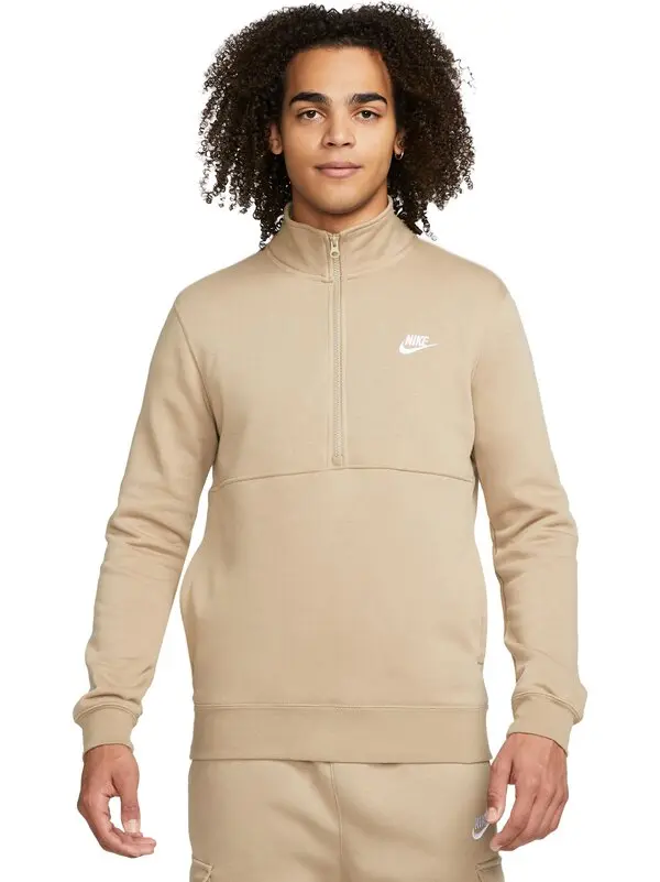 Nike Sportswear Club Brushed-back 1/2-zip Pullover - Brown