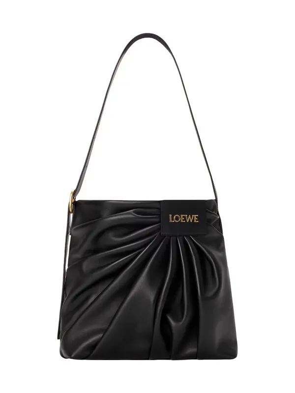 Loewe Leather Draped Tote Bag - Black