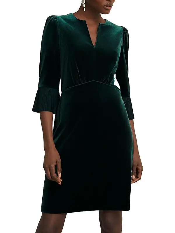 HOBBS LONDON Violet Velvet Mini Dress - Evergreen