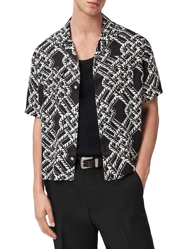 ALLSAINTS Twined Relaxed Fit Short Sleeve Shirt - Jet Black