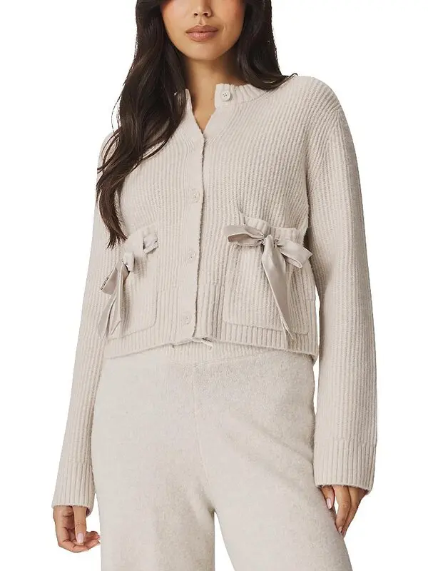 Splendid Stassi Satin Tie Cardigan - Pale Oak Heather