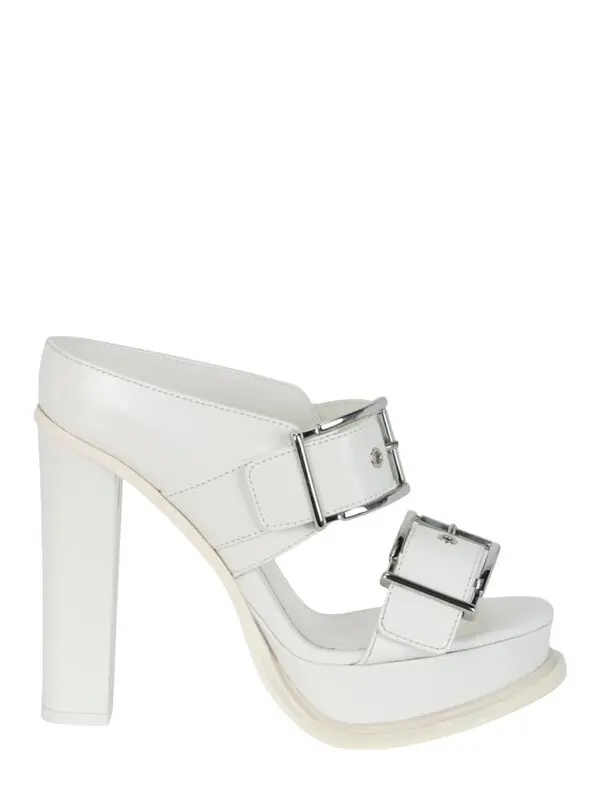 Alexander McQueen Boxcar Leather Sandals - Ivory