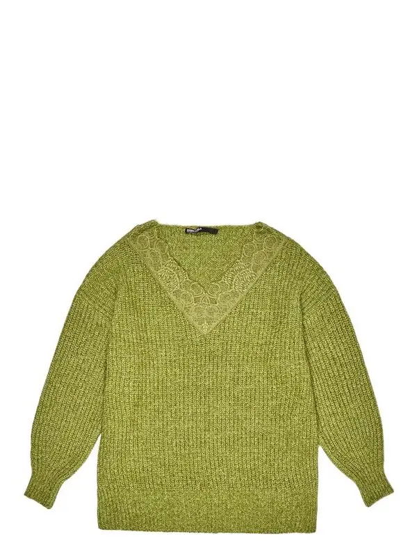 Bimba Y Lola Lace V-neck Sweater - Kiwi