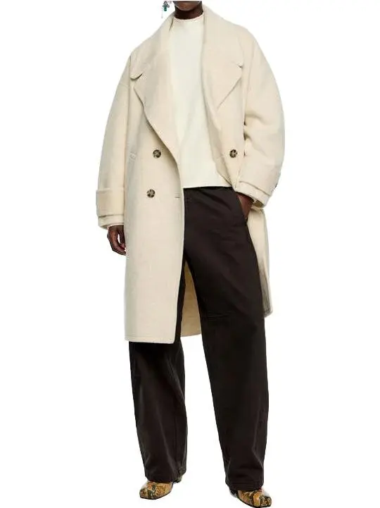 Bimba Y Lola Double-face Maxi Lapel Coat - Ivory