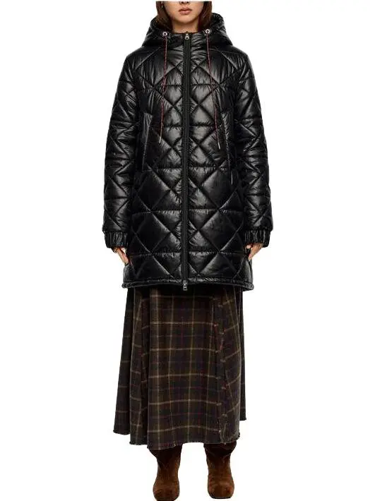 Bimba Y Lola Straight Hooded Puffer - Black