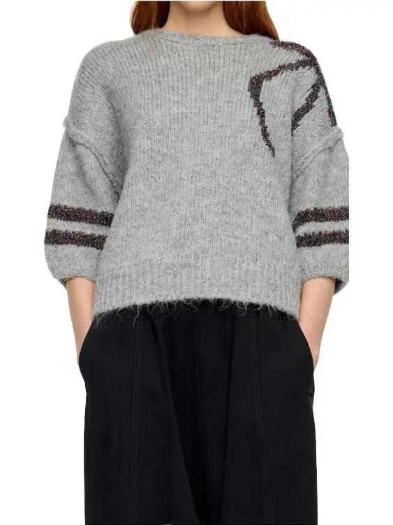 Bimba Y Lola Tinsel Balloon Sleeve Sweater - Light Grey