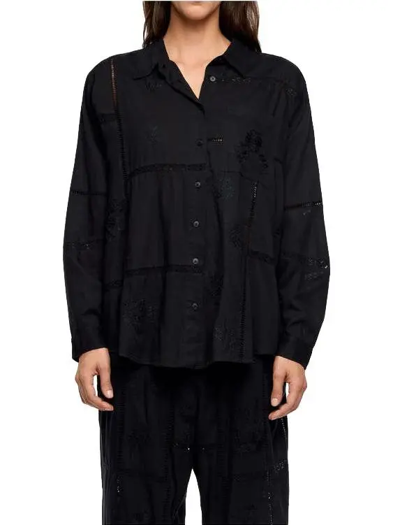 Bimba Y Lola Tonal Embroidery Shirt - Black