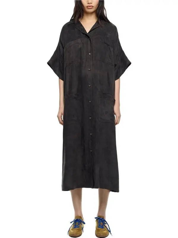 Bimba Y Lola Long Shirt Dress - Washed Black