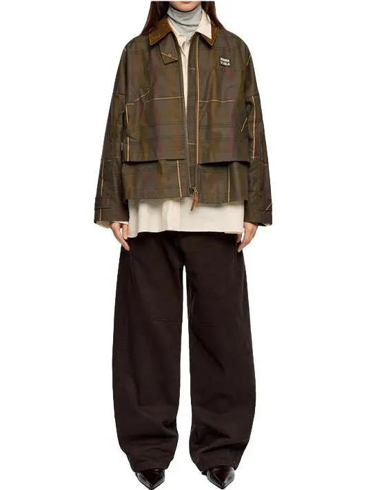 Bimba Y Lola Checked A-line Trench - Dark Khaki