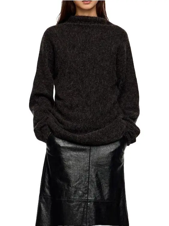 Bimba Y Lola Mohair-blend High-neck Sweater - Dark Grey