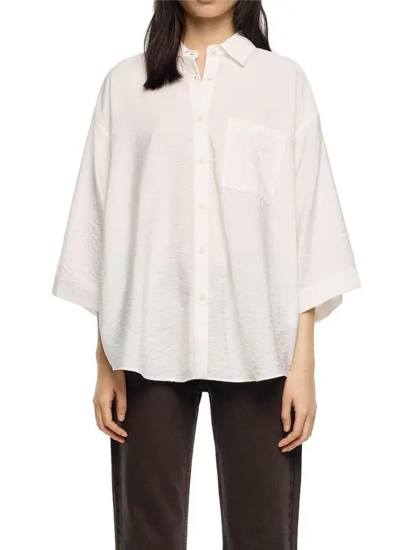 Bimba Y Lola Checked 3/4-sleeve Shirt - Ivory