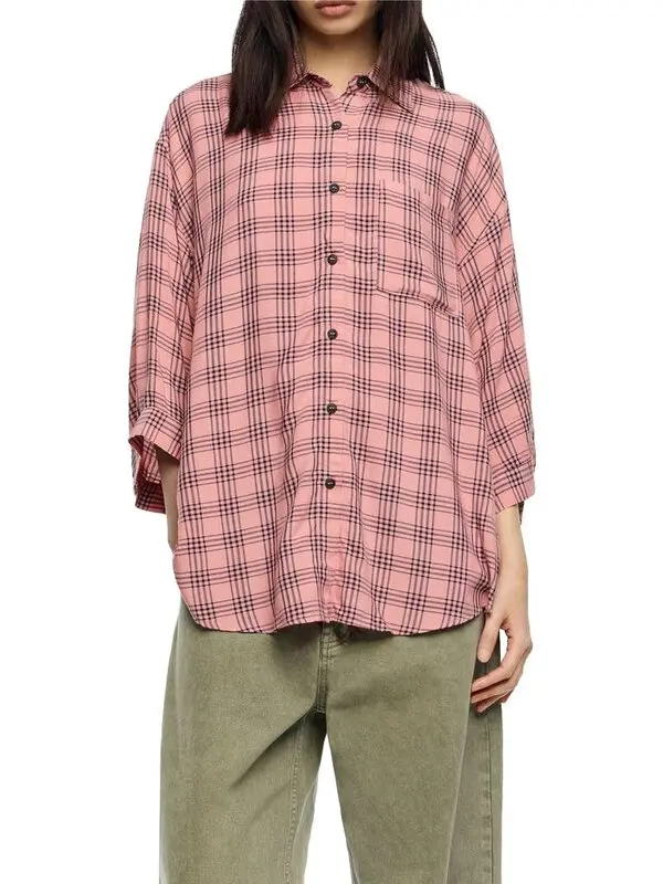 Bimba Y Lola Checked 3/4-sleeve Shirt - Pink