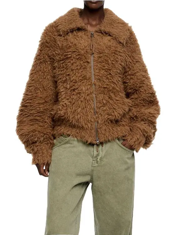Bimba Y Lola Alpaca Fur Cardigan - Toffee