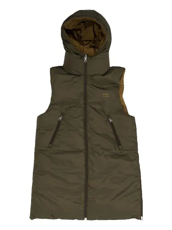 Bimba Y Lola Hooded Reversible Vest - Light Khaki