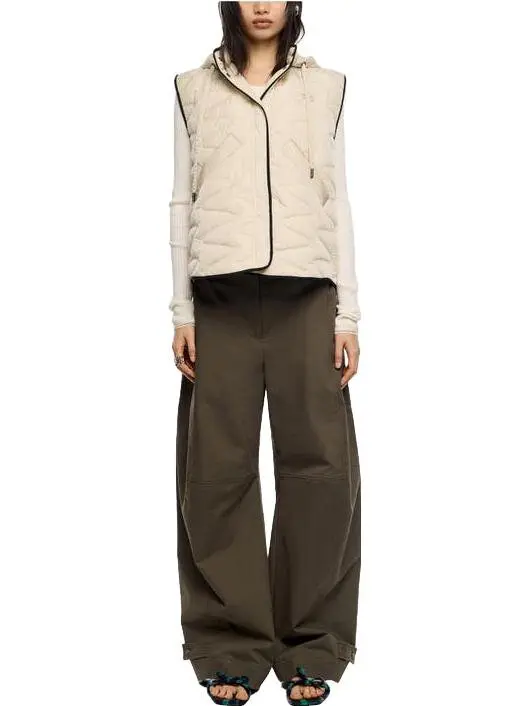 Bimba Y Lola Padded Vest With Hood - Ivory