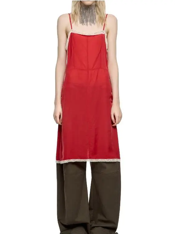 Bimba Y Lola Cupro Mini Dress With Lace Straps - Red
