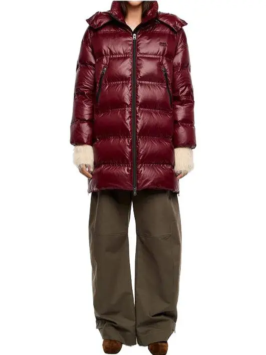 Bimba Y Lola A-line Down Jacket With Detachable Hood - Burgundy
