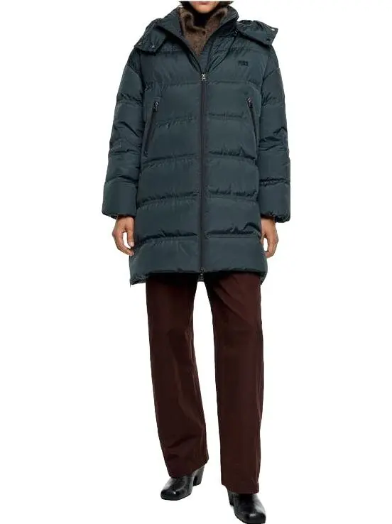Bimba Y Lola A-line Down Jacket With Detachable Hood - Petrol Blue